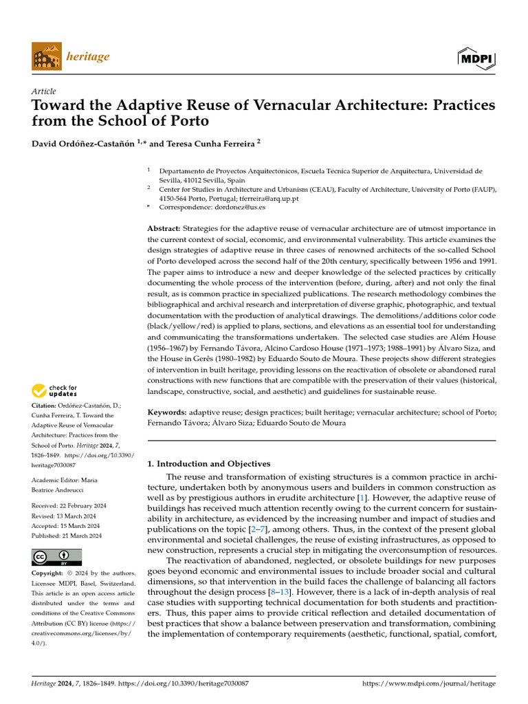 Toward The Adaptive Reuse of Vernacular Architecture Practices From The School of PortoHeritage ...