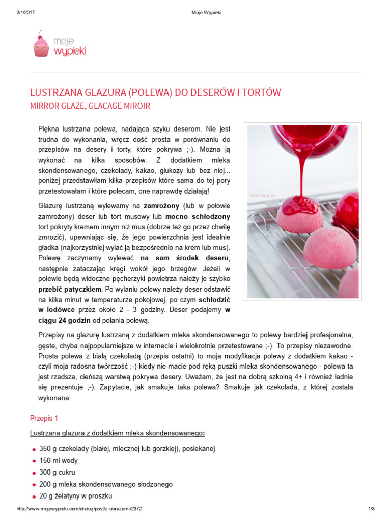 Glazura Do Ciasta | PDF