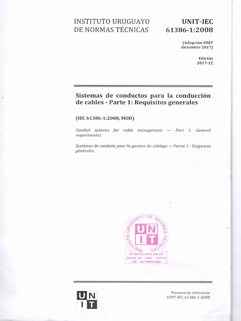 Unit - Iec 61386-1 2008 | PDF