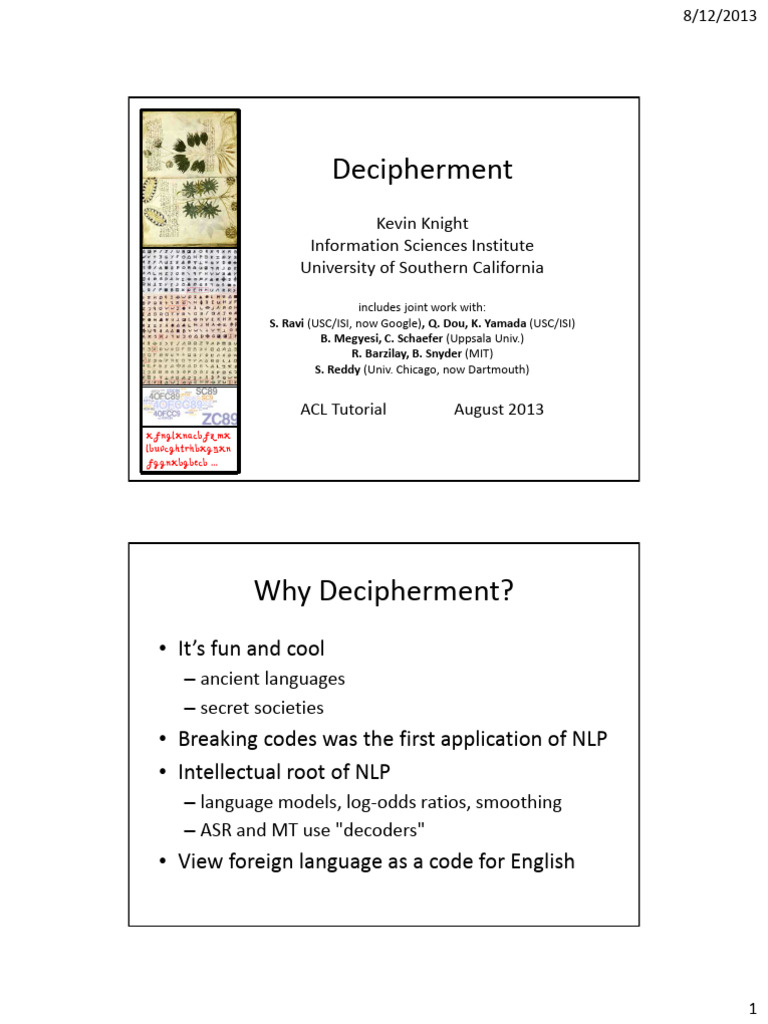 Acl Tutorial 13 Decipher Final | PDF | Cryptography | Espionage Techniques