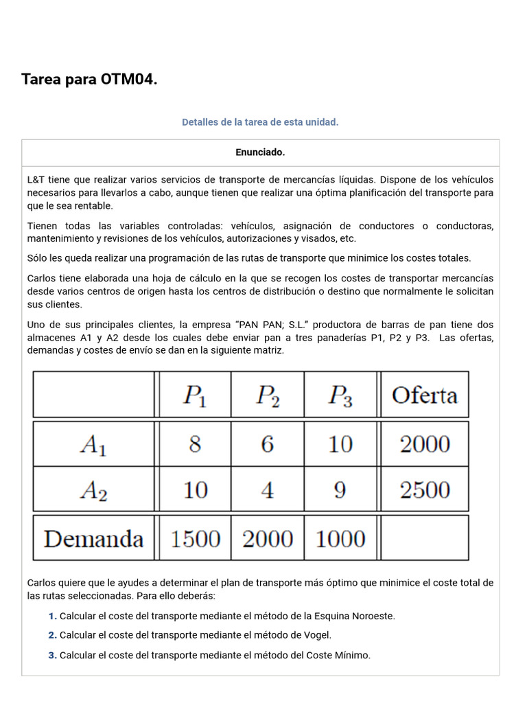 Tarea 4 OTM | PDF | Transporte | Informática