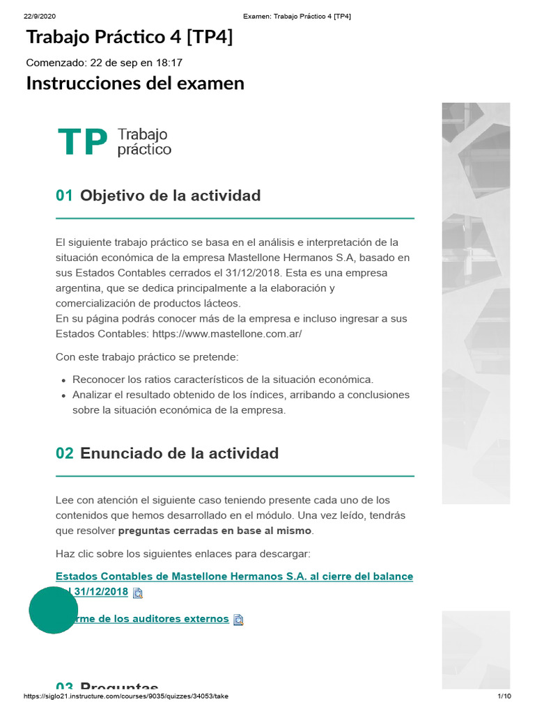 Examen - Trabajo Practico 4 TP4 | PDF | Deuda | Business