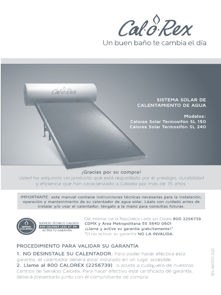 MANUAL CALOREX SOLAR SL 150_240 2020 | PDF