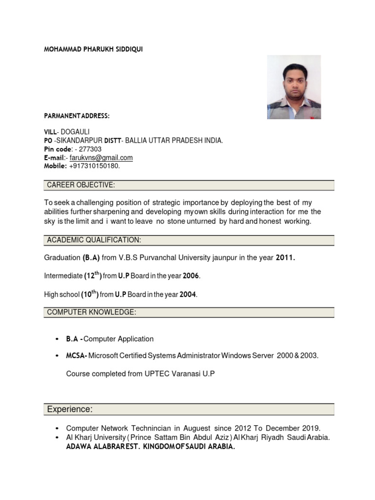 Mohammad Pharukh Sid - Resume | PDF | Microsoft Windows | Computer Virus