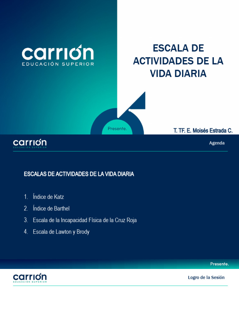Escalas de Actividades Diarias para Geriatría | PDF | Medicina CLINICA ...