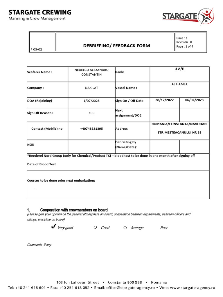 Stargate Debriefing Form | PDF | Safety
