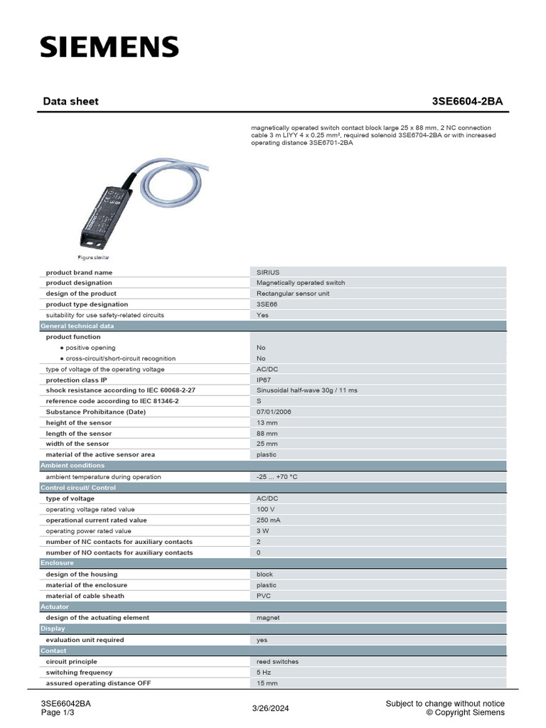 3SE66042BA_datasheet_en | PDF | Switch | Electric Power