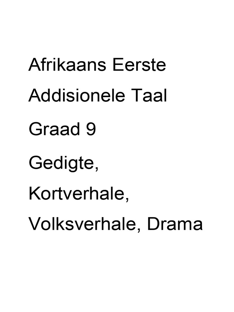 Kortverhaal en Gedig | PDF