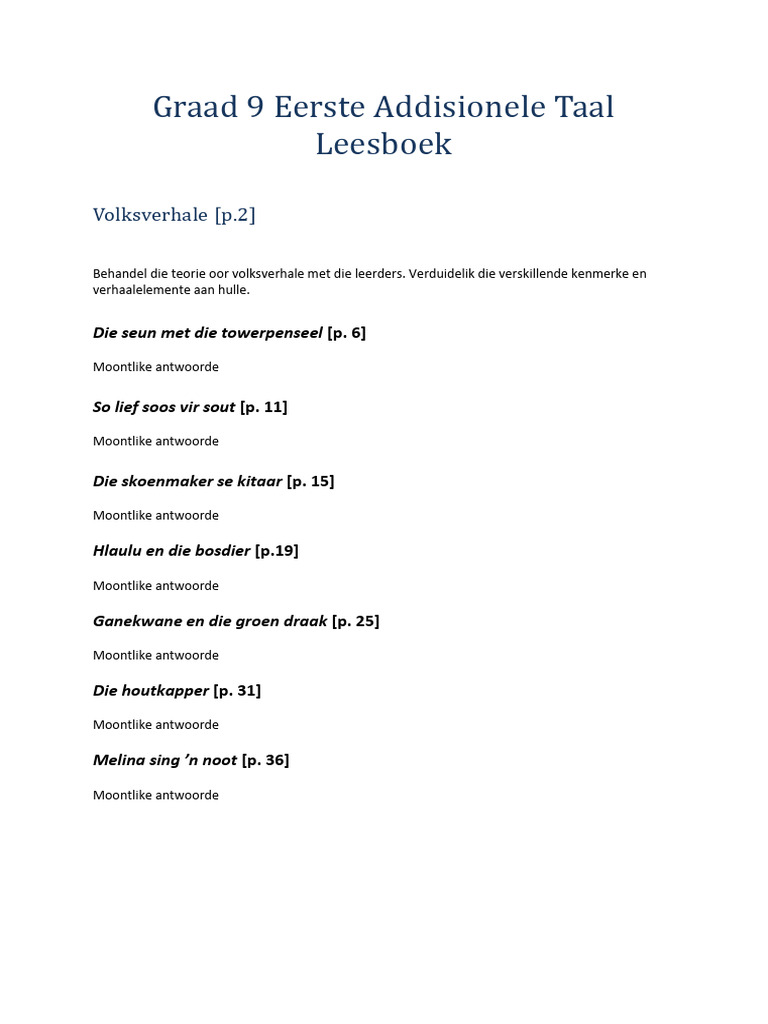 GR 9 Volksverhale | PDF