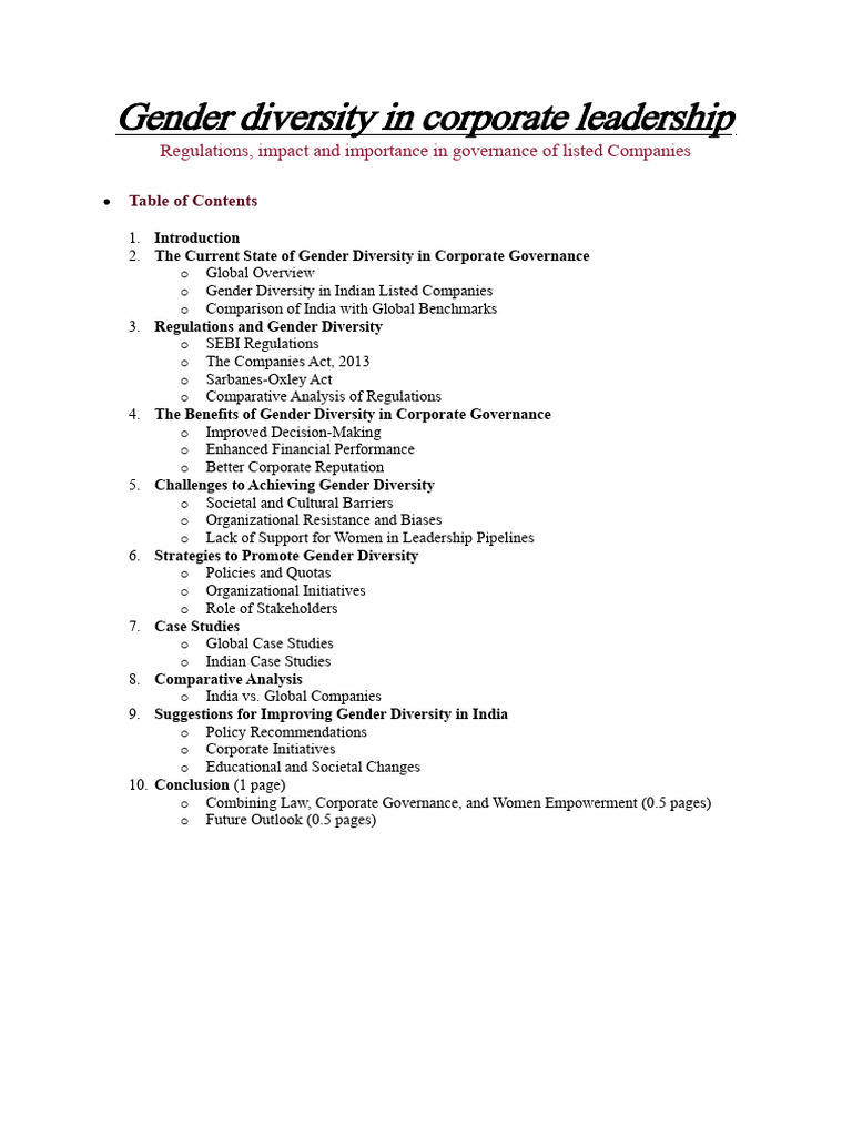 Gender Diversity in Corporate Leadership | PDF | Diversity (Business ...