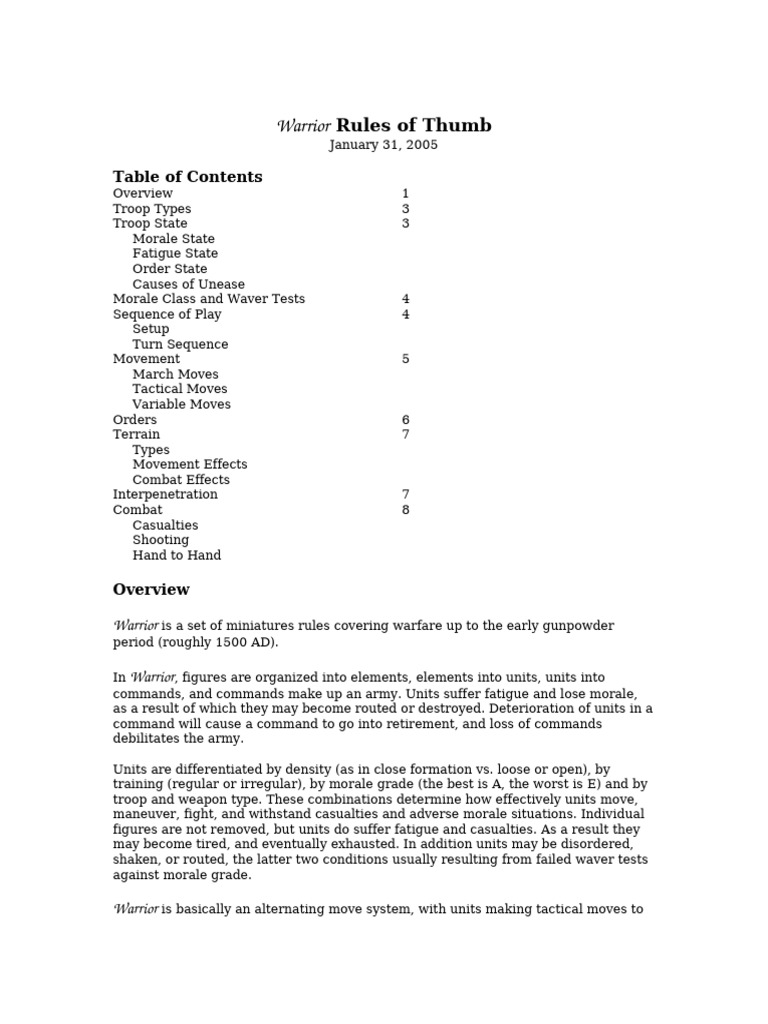 Rules of Thumb | PDF | Cavalry | Infantry