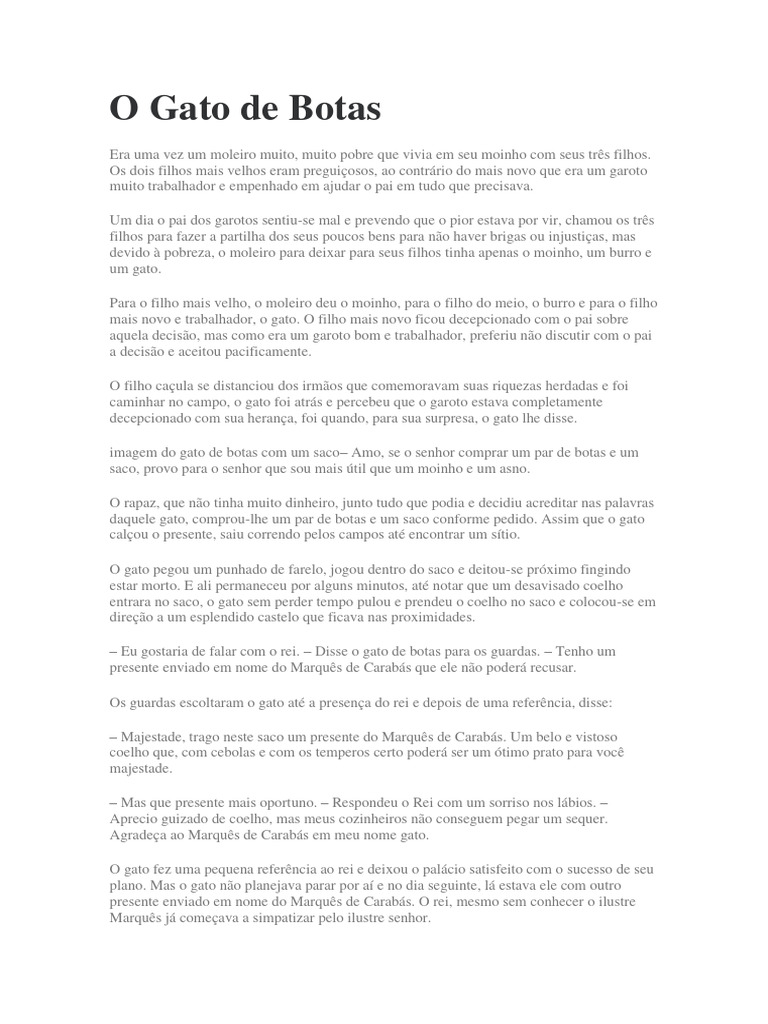 O Gato de Botas | PDF | Gatos | Castelo