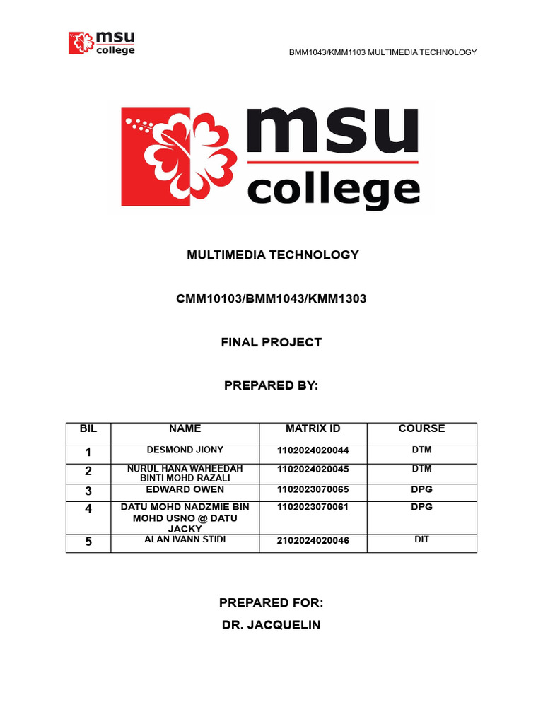 Final Project Multimedia Pdf Multimedia