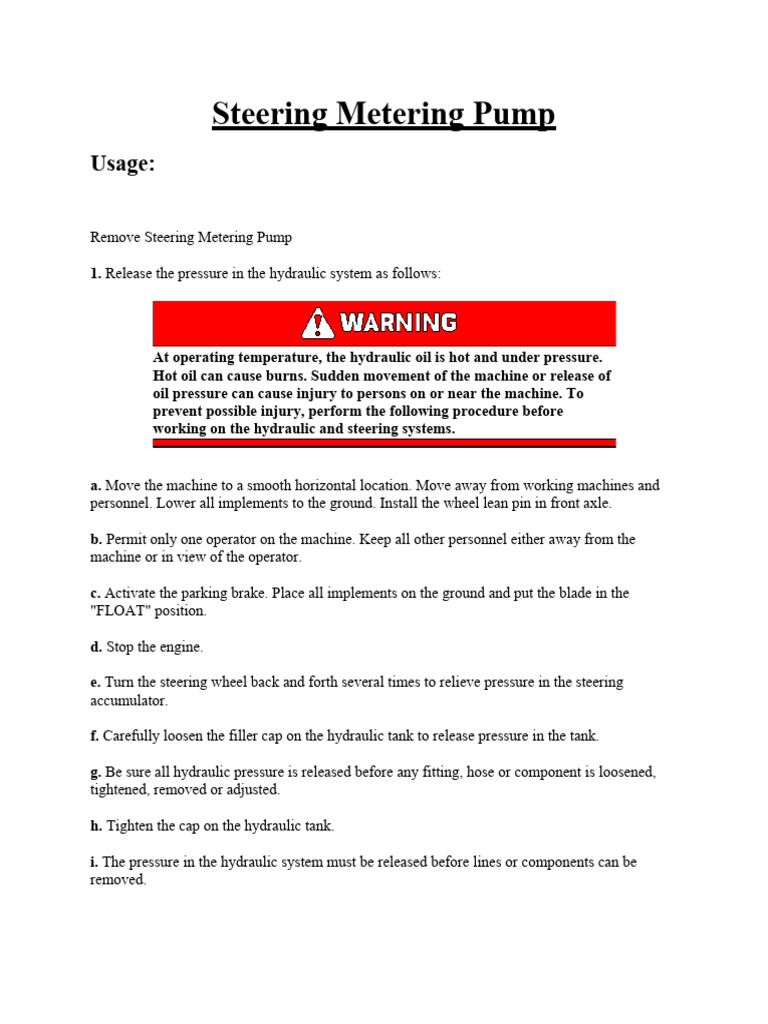 Steering Metering Pump | PDF | Pump | Valve