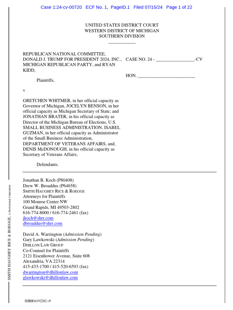 Gov Uscourts Miwd 112285 1 0 | PDF | Voting Rights Act Of 1965 | Republican National Committee