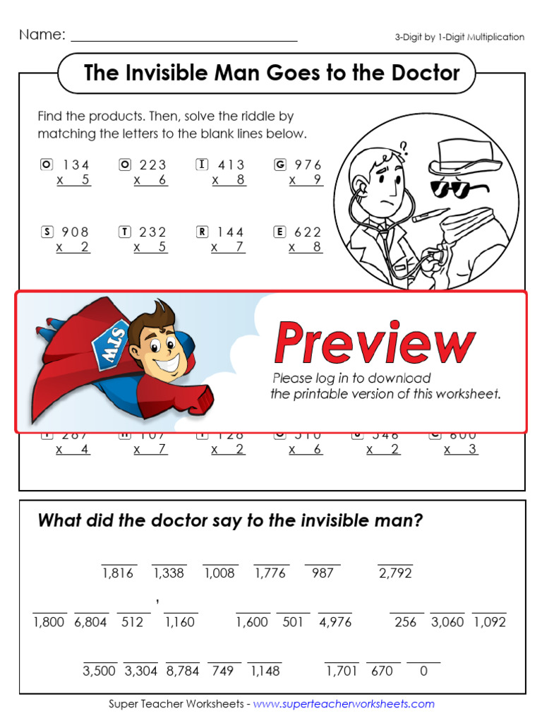 Invisible Man Doctor Riddle Worksheet | PDF | Teaching Methods ...
