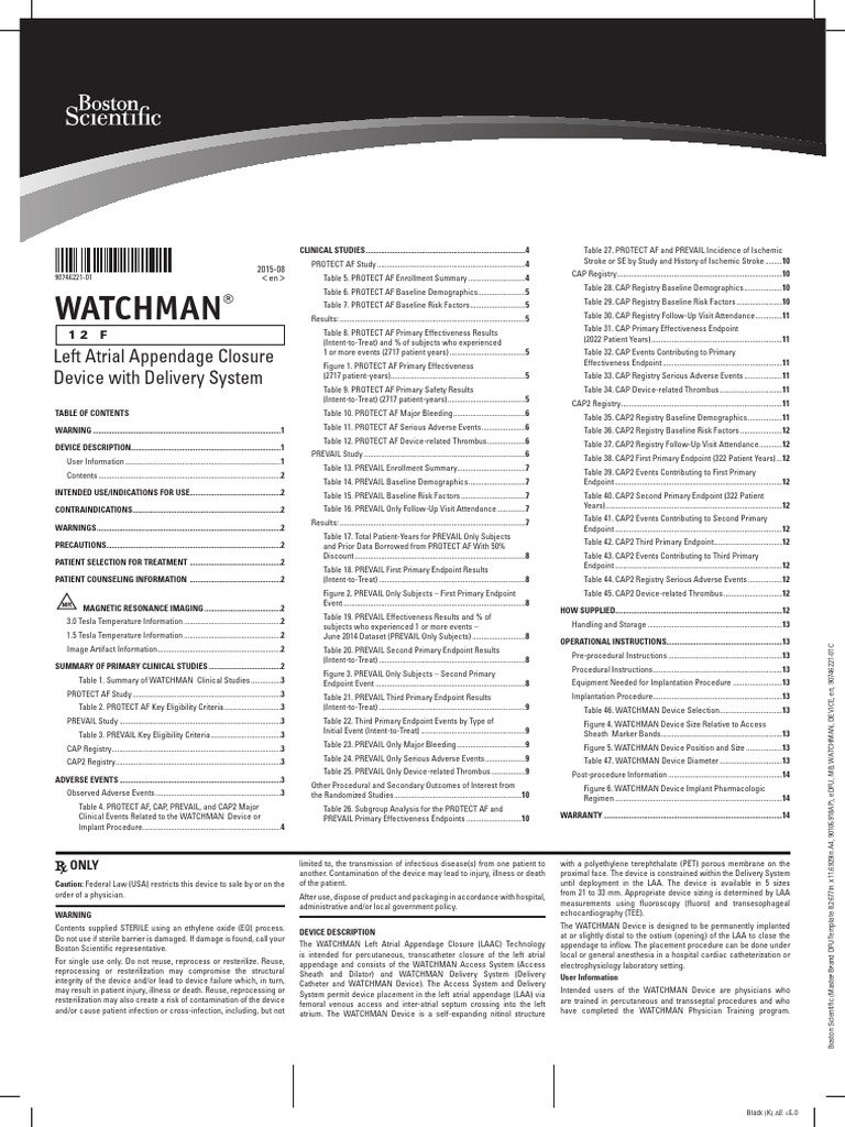 Watchman Device Dfu Us | PDF | Clinical Medicine | Medical Specialties