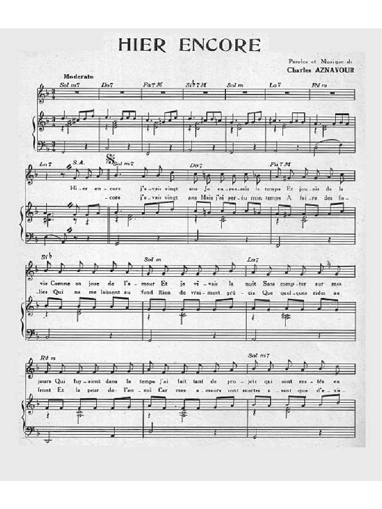 C. Aznavour - Hier Encore | PDF