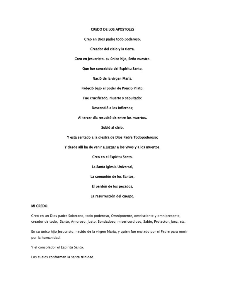 Mi Credo y El de Los Apostoles Estudio | PDF | Dios el padre | Jesús