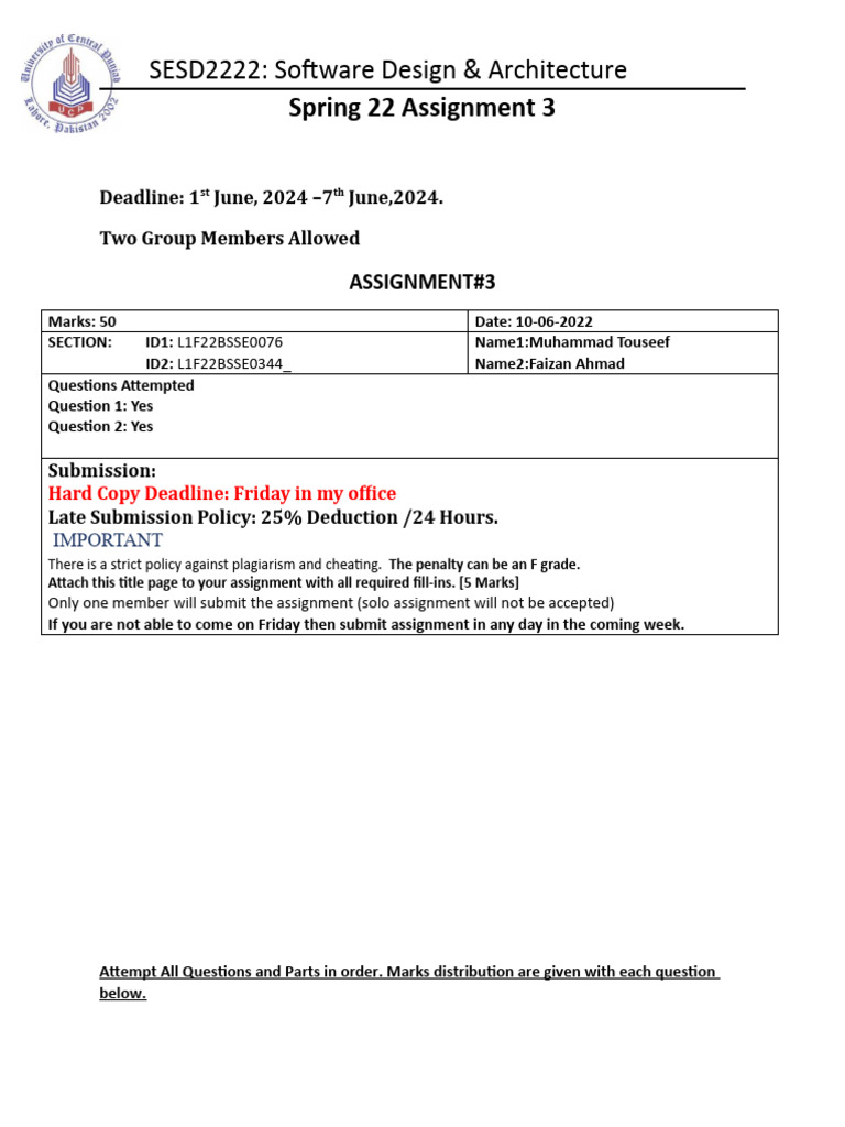 Touseef - SDA Assignment 3 | PDF | Scalability | Software