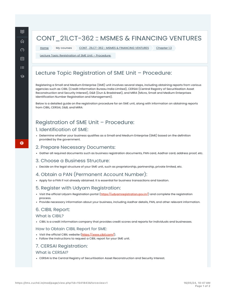 Lecture Topic Registration of SME | PDF | Small And Medium Sized ...