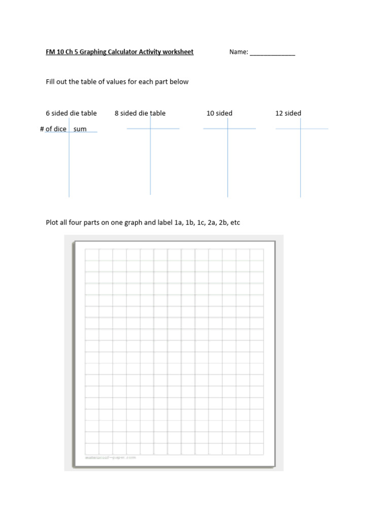 FM 10 CH 5 Graphing Calculator Activity Worksheet | PDF
