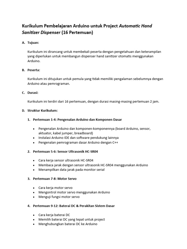 Kurikulum Pembelajaran Arduino Untuk Project Automatic Hand Sanitizer ...