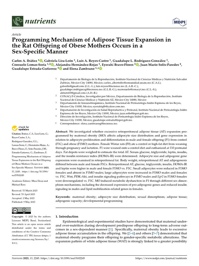 Programming Mechanism of Adipose Tissue Expansion in | PDF | Adipose ...