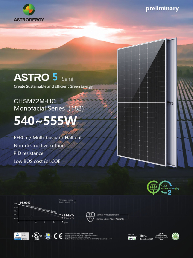 Datasheet Modulo Astronergy 550w | PDF | Fuse (Electrical) | Electrical Engineering