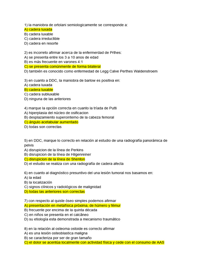 PROVA DIGITADA Exame - Orto - Provável Final | PDF | Hombro | Neoplasias