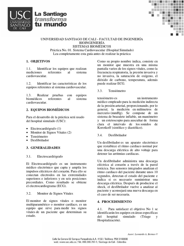 Instrumentacion Biomedica I PraÌ Ctica 01 | PDF | Fisiología Cardiovascular | Sistema cardiovascular