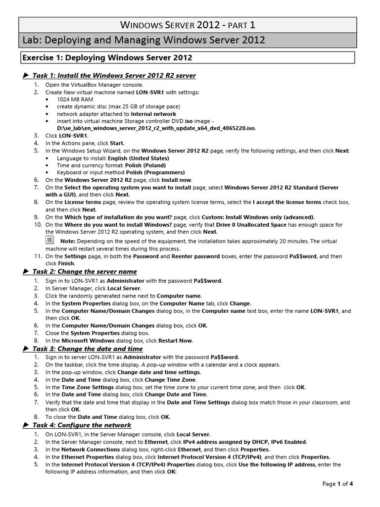 Lab 1 Deploying And Managing Windows Server Download Free Pdf Ip Address Domain Name System 