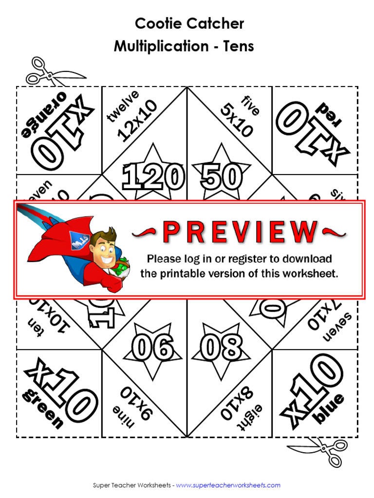 Cootie Catcher Math Multiply 10 | PDF | Paper Folding | Paper Art