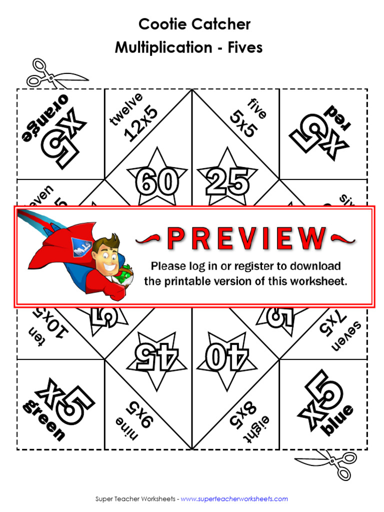 Cootie Catcher Math Multiply 5 | PDF | Paper Folding | Paper Art