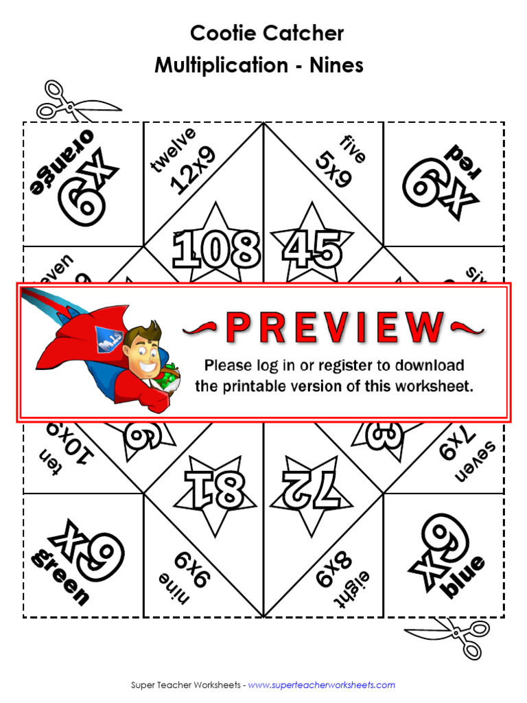 Cootie Catcher Math Multiply 9 | PDF | Paper Folding | Paper Art