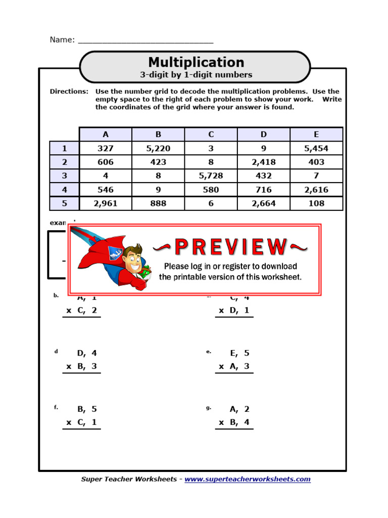 3-Digit Multiplication Worksheet | PDF | Mathematics