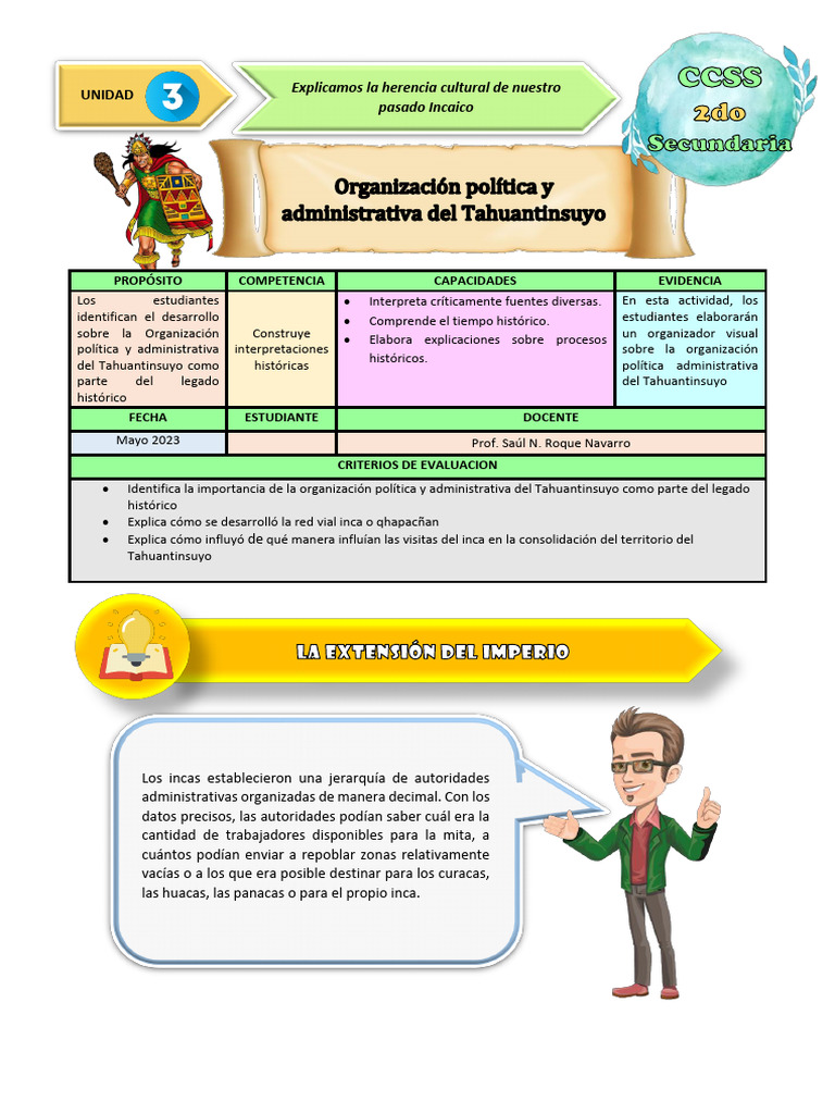 Ficha de Actividad CCSS 2°-Semana 2 - TM | PDF | Imperio Inca | Andes