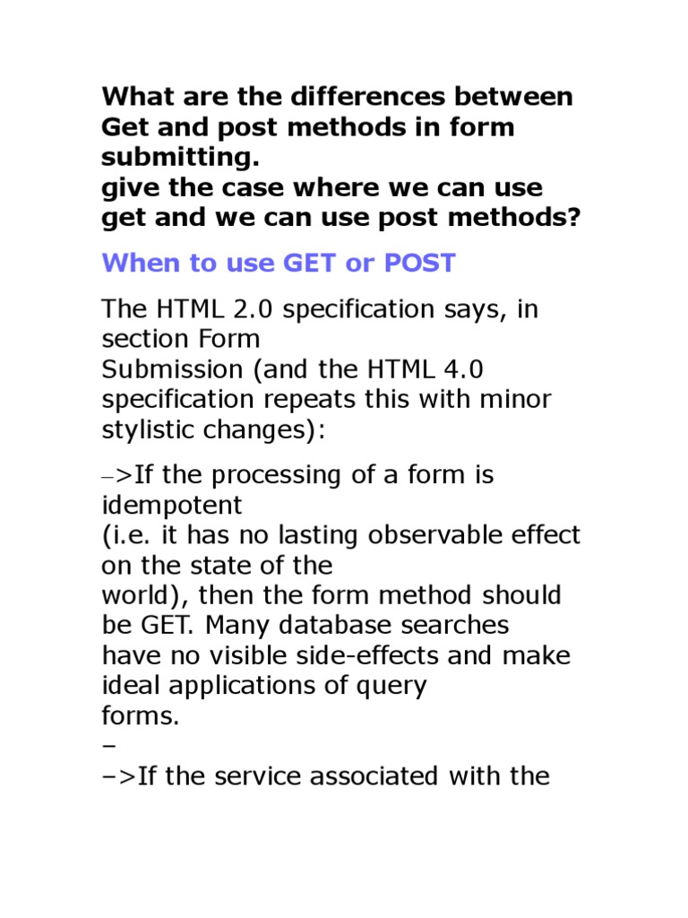 GET vs POST Methods in Form Submission | PDF | Ajax (Programming) | Hypertext Transfer Protocol
