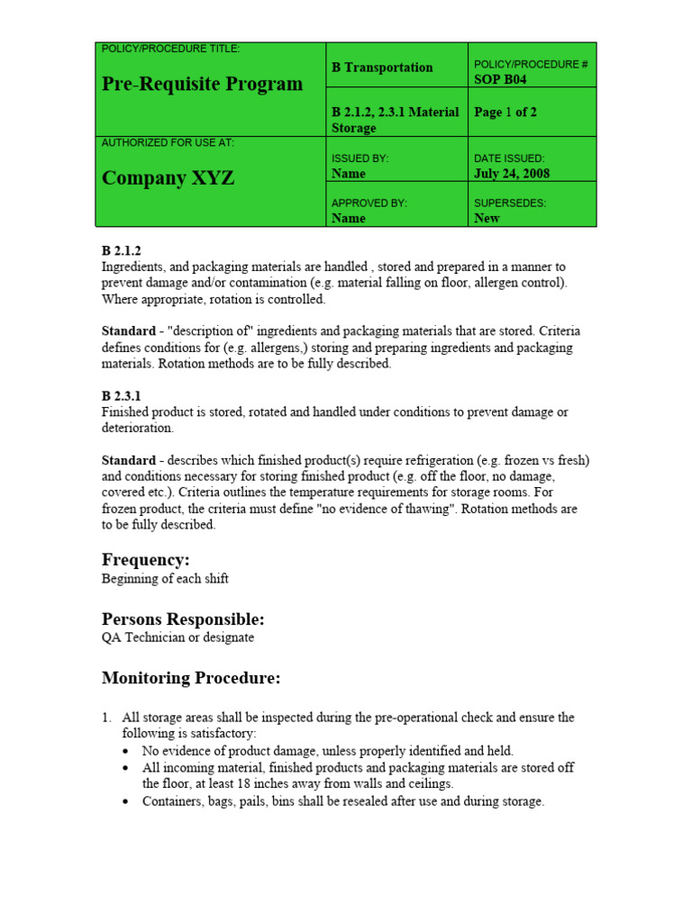 Material Storage SOP for QA Compliance | PDF | Refrigerator