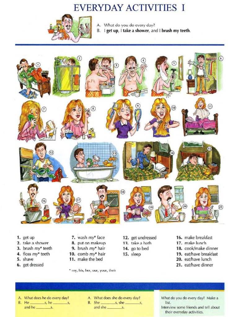 Daily Routines Vocabulary and Practice | PDF