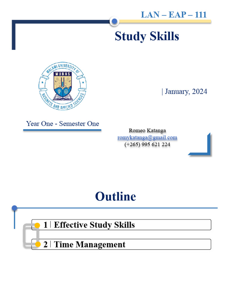 EAP 1 - Presentation 6 - Study Skills | PDF | Study Skills | Education ...