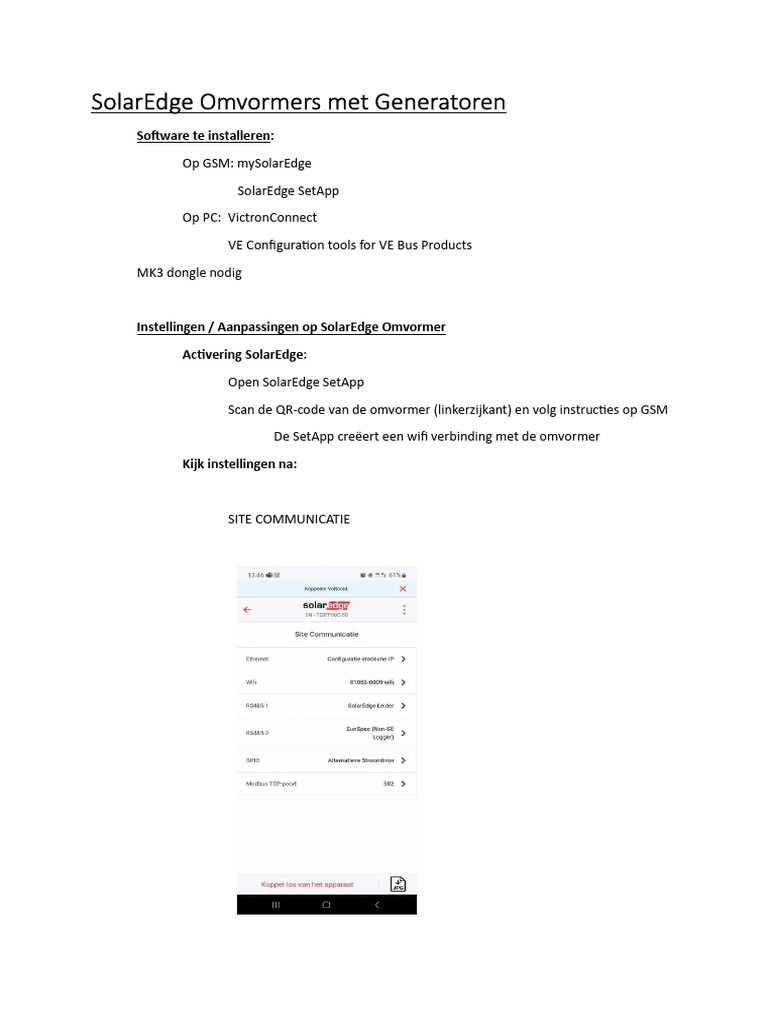 SolarEdge Met Generator-Instellingen | PDF