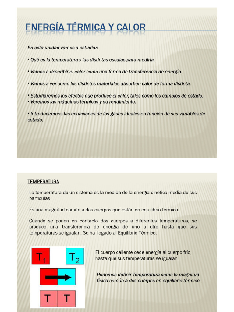 Presentación Calor y Energía | PDF | Temperatura | Calor