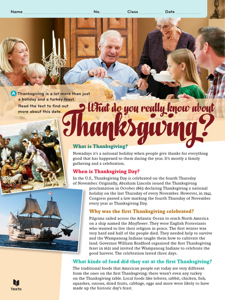 Thanksgiving Worksheet 2 | PDF | Thanksgiving | November Observances