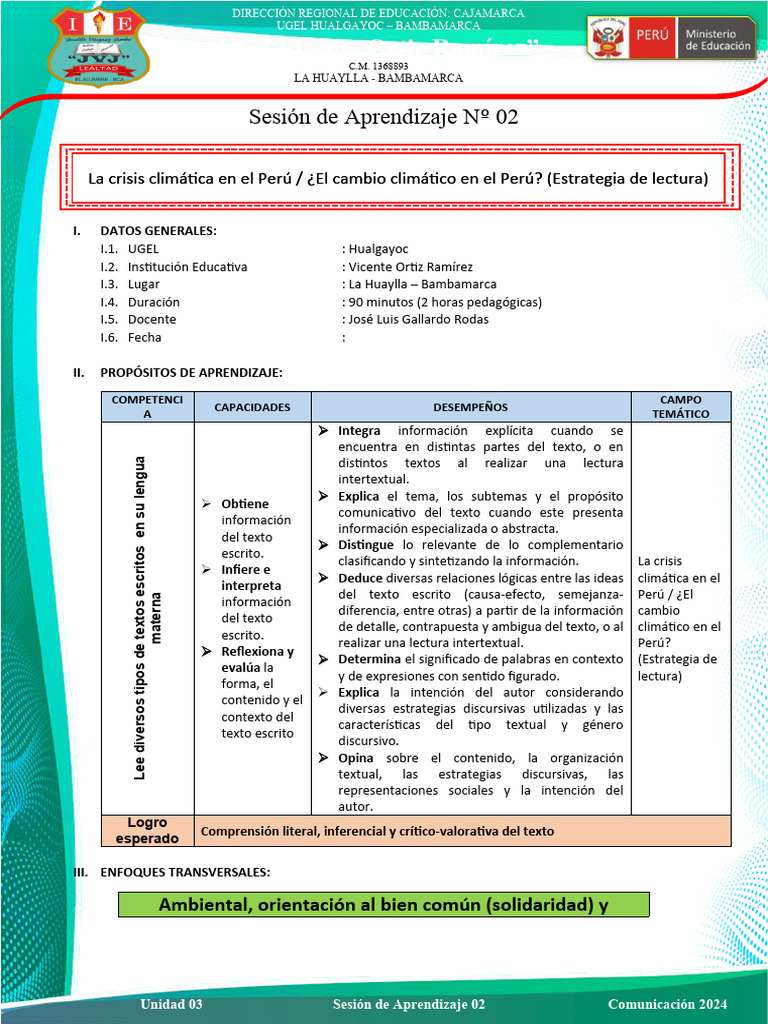 Sesión de Aprendizaje #02 - Unidad 03 - Quinto | PDF | Cognición | Aprendizaje