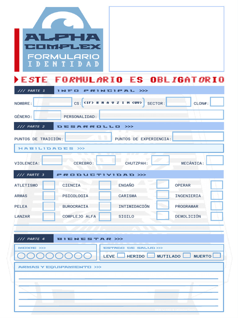 Paranoia Red Clearance Edition Hoja de Personaje Castellano | PDF