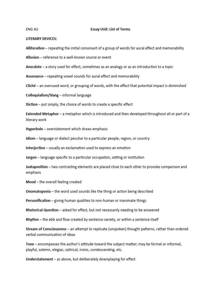 Rhetorical Devices Definitions | PDF | Grammar | Linguistics