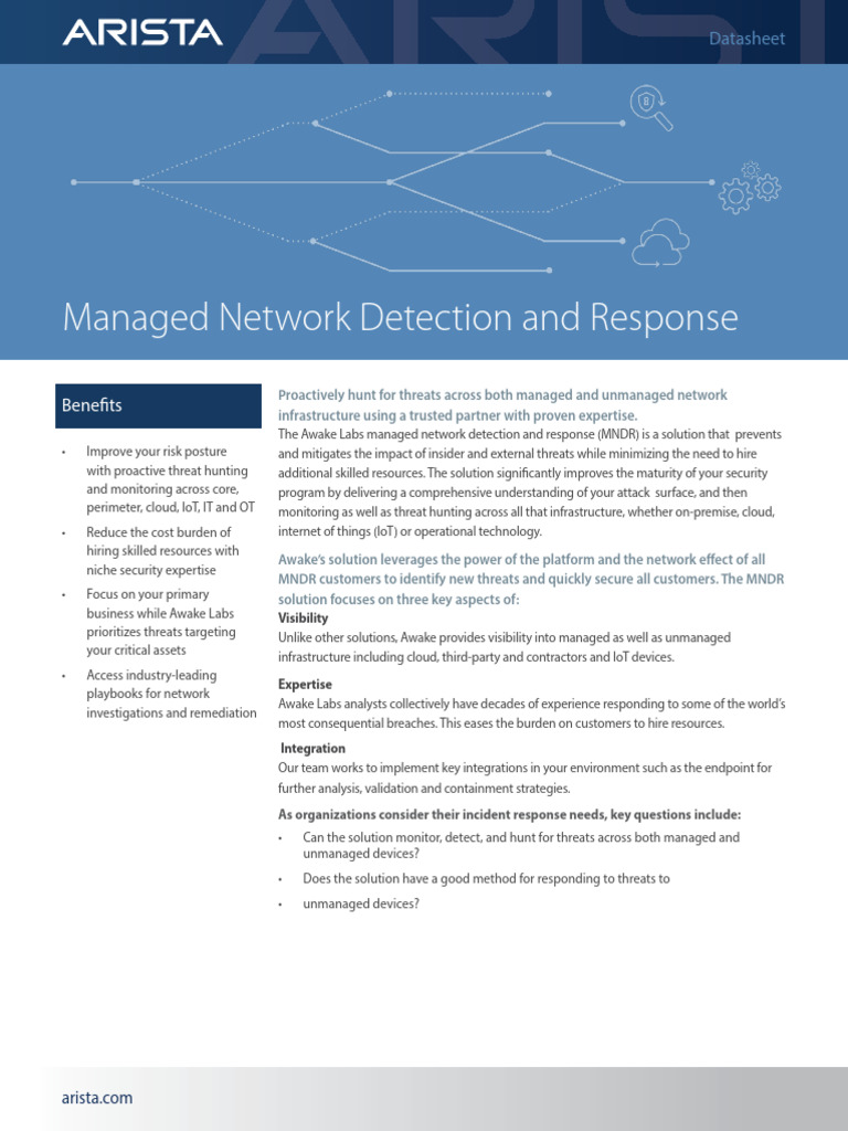Managed Network Detection and Response MNDR Datasheet | PDF | Computer Security | Security