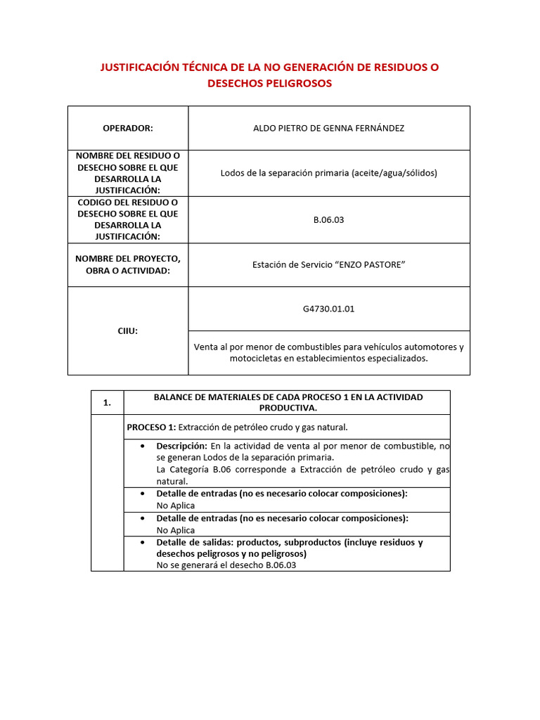 Plantilla_justificacion_de_no_generacion B.06.03 | Descargar gratis PDF ...