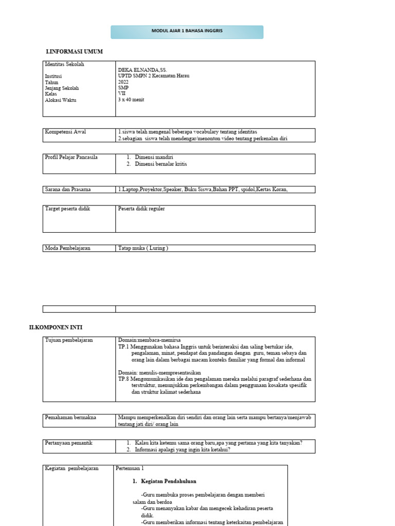 MODUL Self Introduction | PDF | Karier & Perkembangan